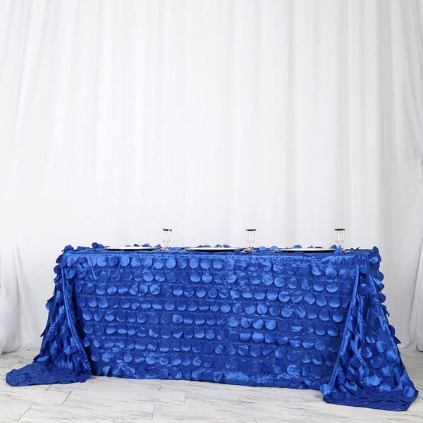 TABLECLOTHSFACTORY 90x132 Royal Blue Flamingo Petals Taffeta Rectangle Tablecloth for Wedding Party Decoration