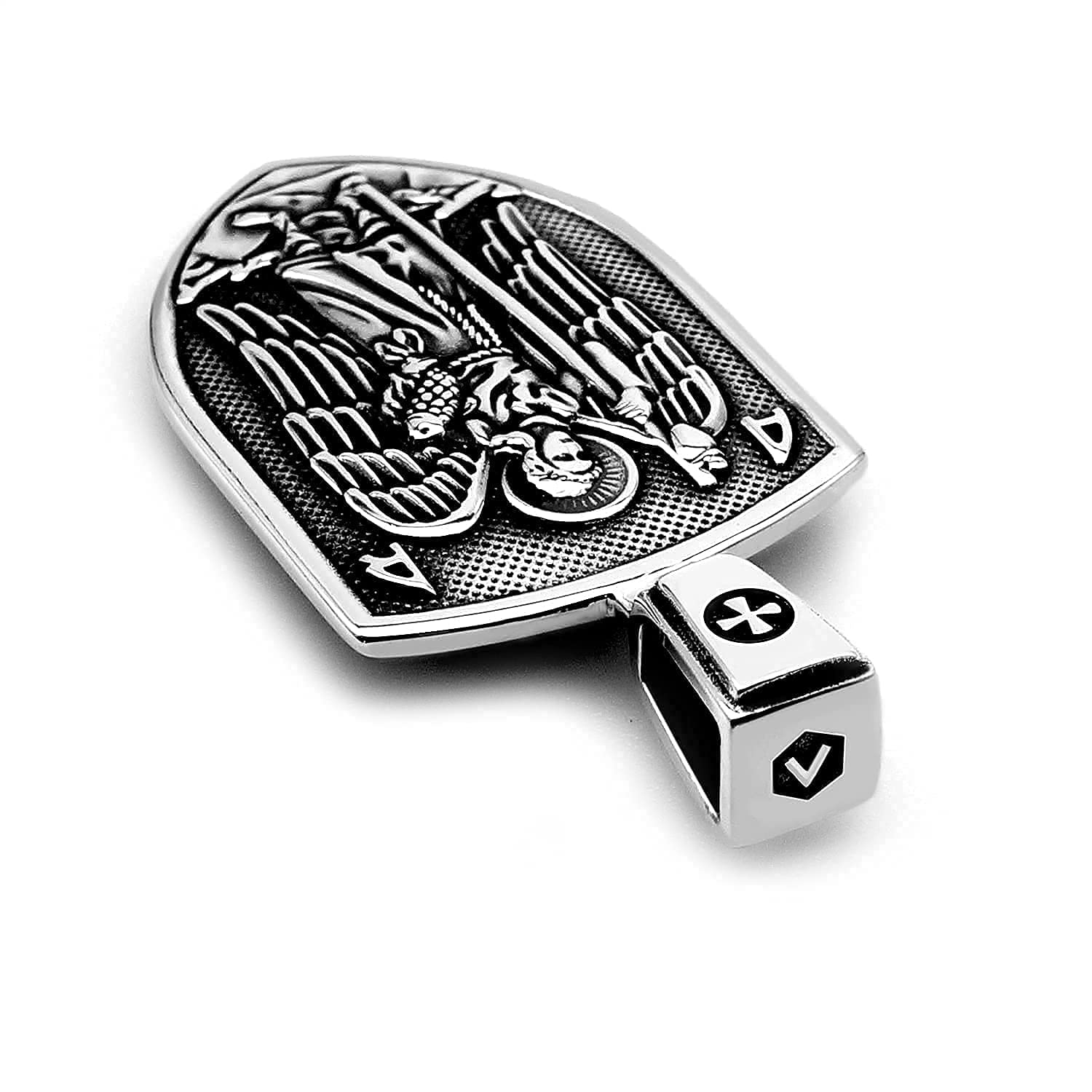 VENICEBEEĀ® Archangel St. Raphael Protect Us Medal Saint Healer Angel Christian Amulet Solid 925 Sterling Silver Pendant Necklace + Velvet Pouch, Polishing Cloth, Fine Gift Box