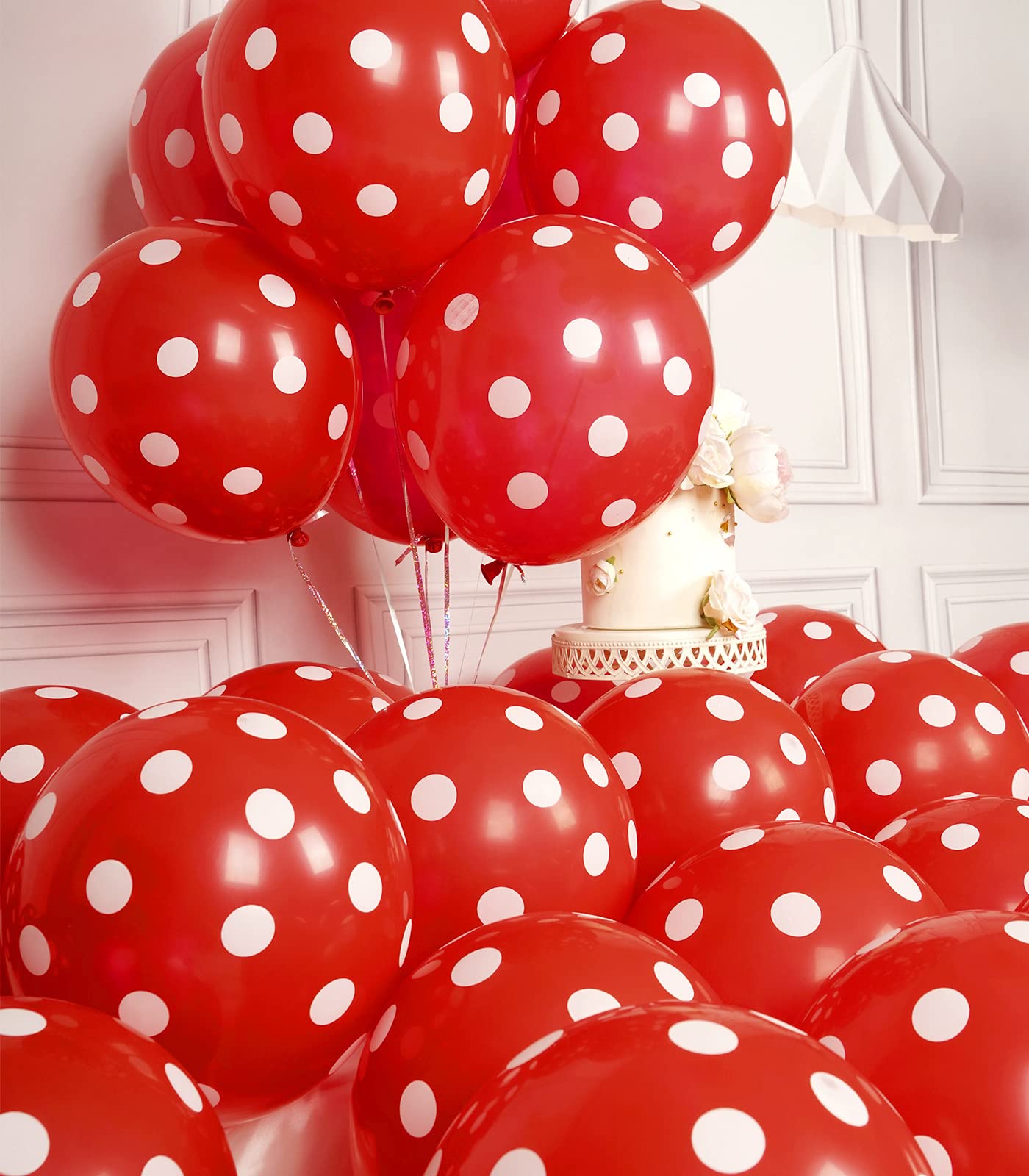 SULALABOO 63PCS Red Polka Dot Balloons 12 Inch Latex Helium Round Party Balloons Kit for Birthday Party Decorations