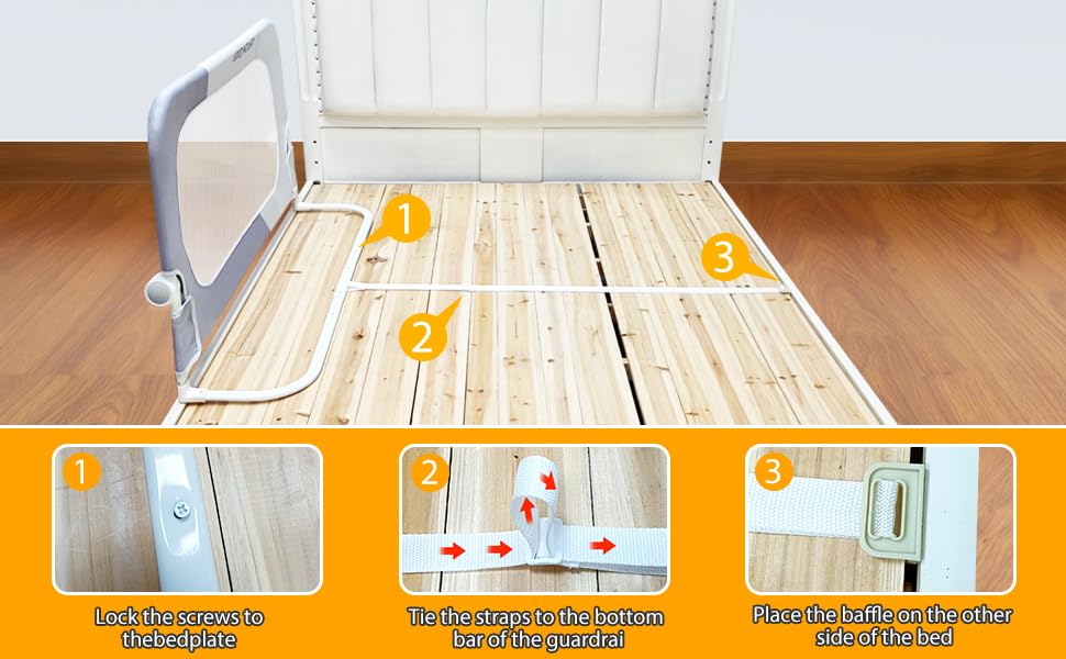 strenkitech Foldable Toddler Bed Rails - Kids Guard Bumper for Crib Safe Bed Side Rail for Twin Queen King Full Size Beds 32inch