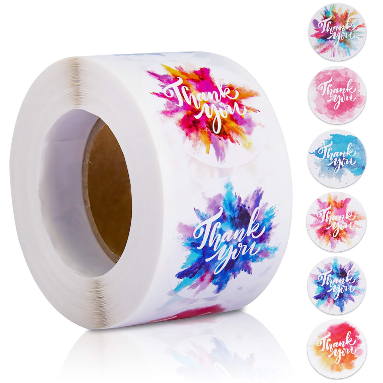 Thank You Stickers, Round Labels for Business Multiple Color 1.5 inches