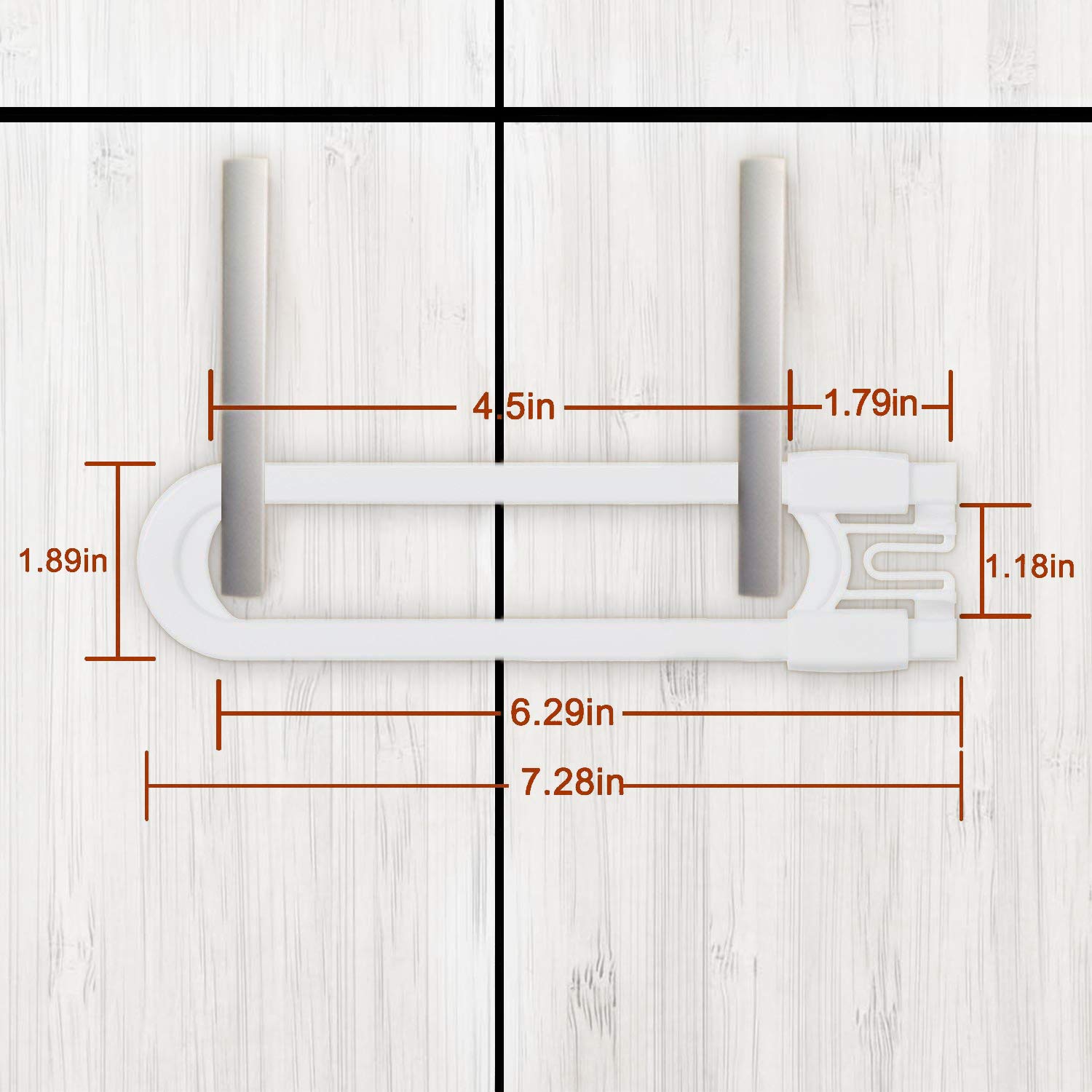 Sliding Cabinet Locks, U Shaped Baby Safety Locks, Childproof Cabinet Latch for Kitchen Bathroom Storage Doors, Knobs and Handles (4-Pack, White)