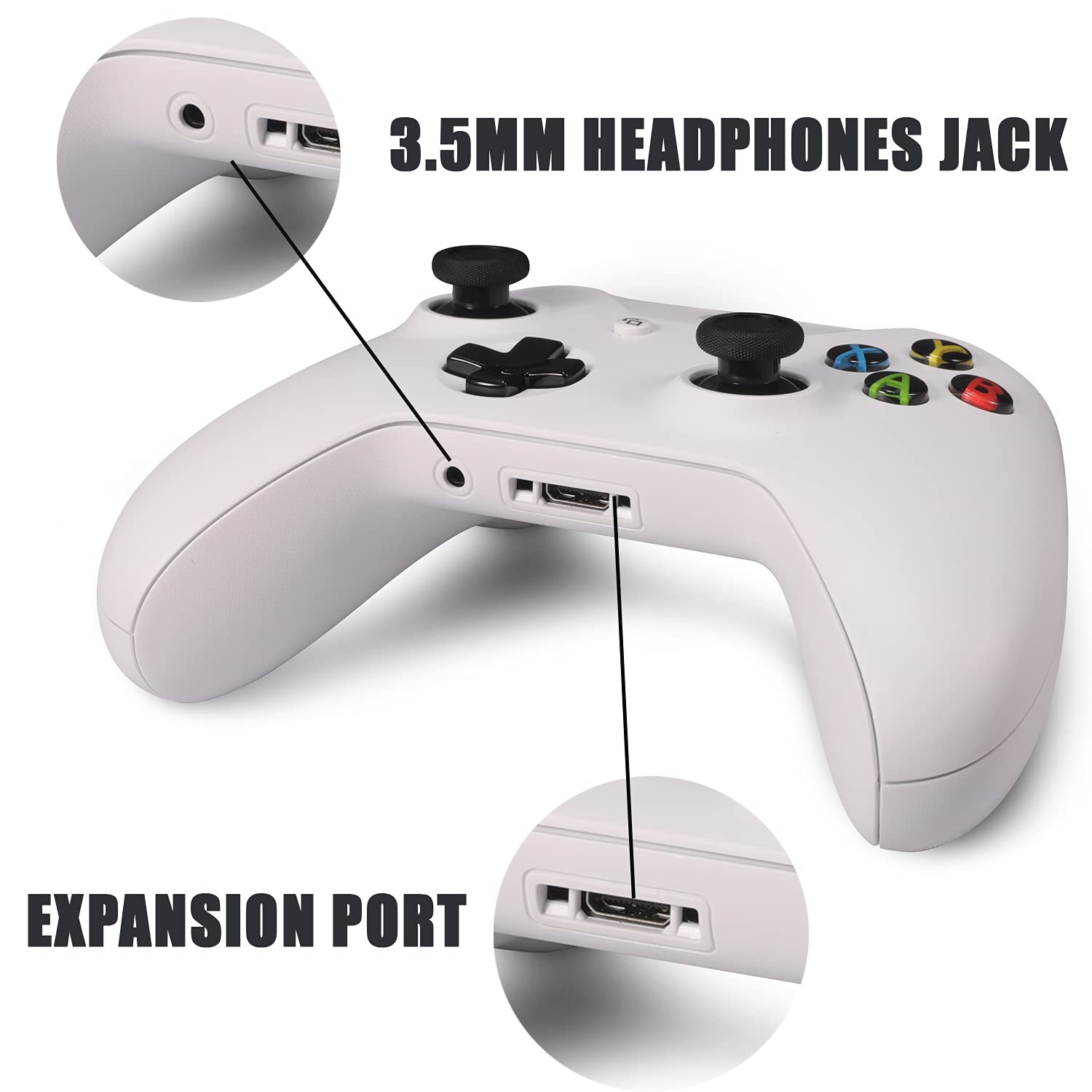 Wireless Controller for All Xbox One Models Xbox Series X/S/Xbox One/Xbox One S/One X /PC, With Headphone Jack (White)