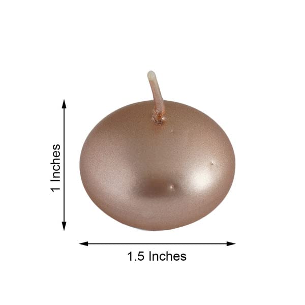 TABLECLOTHSFACTORY 12 Pack 1.5" Rose Gold Mini Disc Unscented Floating Candles - Long Burn Time