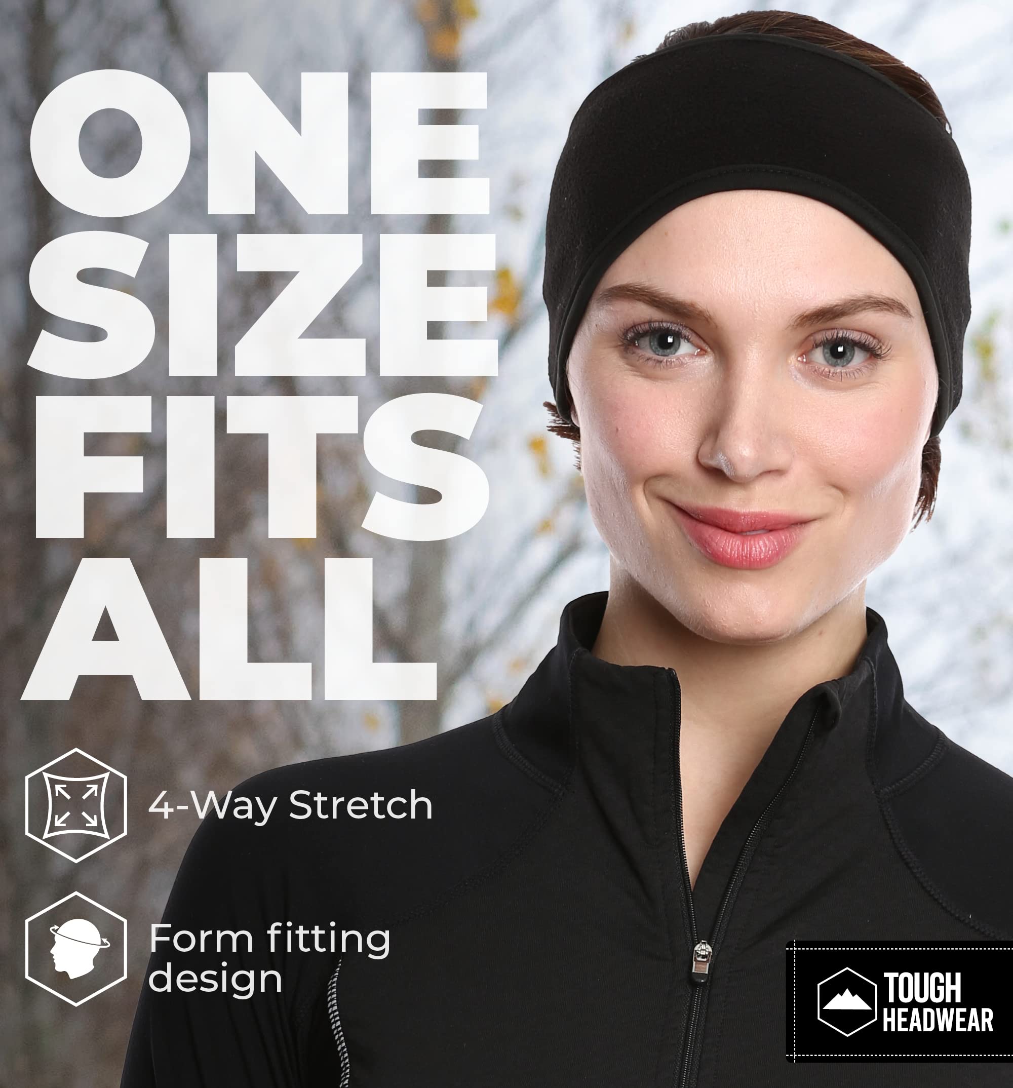 Tough Headwear Ear Warmer Headband - Ear Muffs - Running Winter Headband, Fleece Headband for Men & Women for Cold Weather