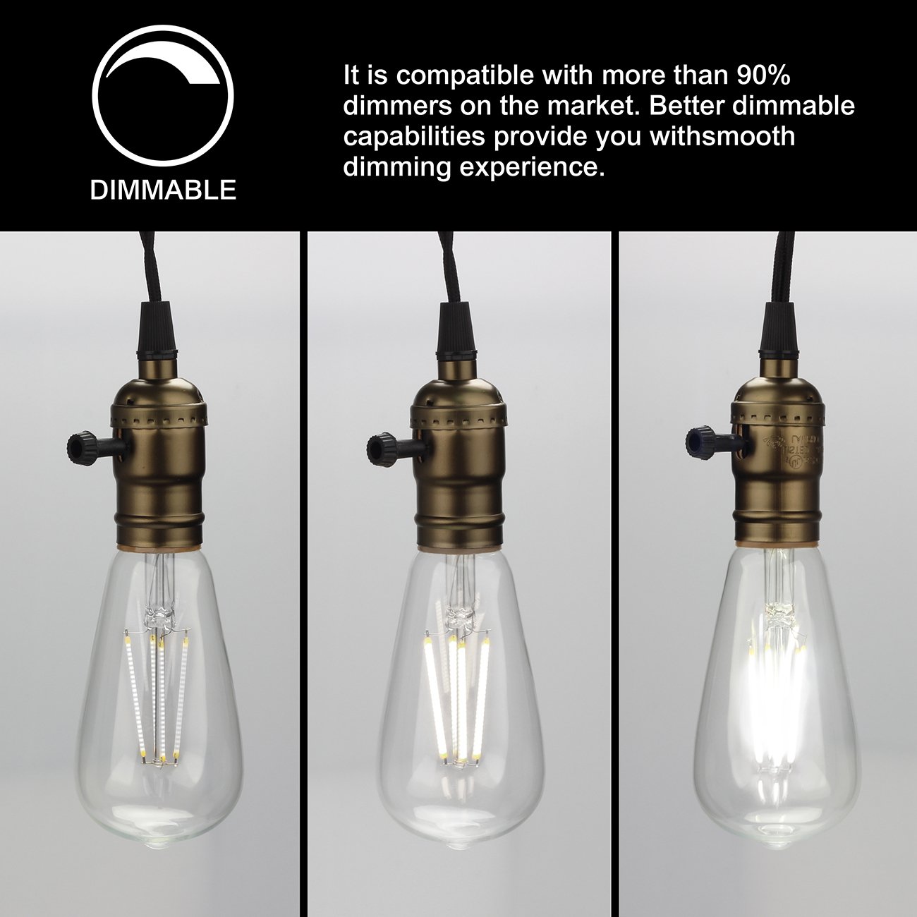 Vintage LED Edison Bulb, 8W Dimmable Filament Light Bulb, ST64 940 Lumen Daylight 5000K, 75W-100W Incandescent Equivalent,E26 Medium Base Squirrel Cage Antique Lamp, Pack of 4