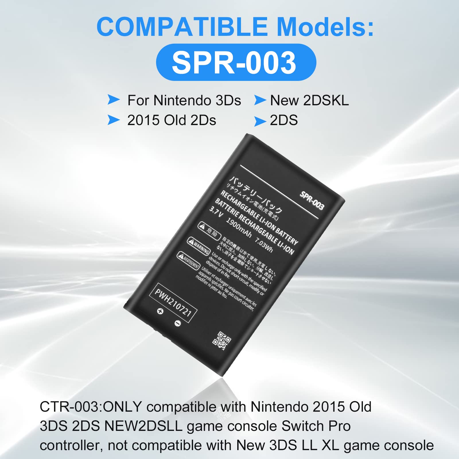 TAYUZH 3DS XL SPR-003 Battery, 1900mAh Replacement Lithium-ion Battery Compatible with Nintendo 3DS XL/New 3DS XL LL Game Console SPR-003 Battery with Repair Screwdriver