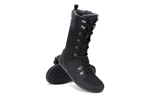 Xero Shoes Women's Mika Boots — Winter & Snow Boots for Women, Barefoot Shoes, Zero Drop Heel, Cold-Weather Waterproof Boots — Black, Size 10