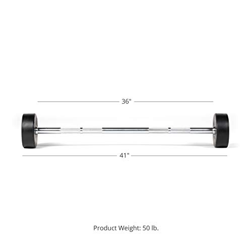 Titan Fitness Straight Barbell 50 lb. Cold-Rolled Steel Chrome Finish Rubber Fixed