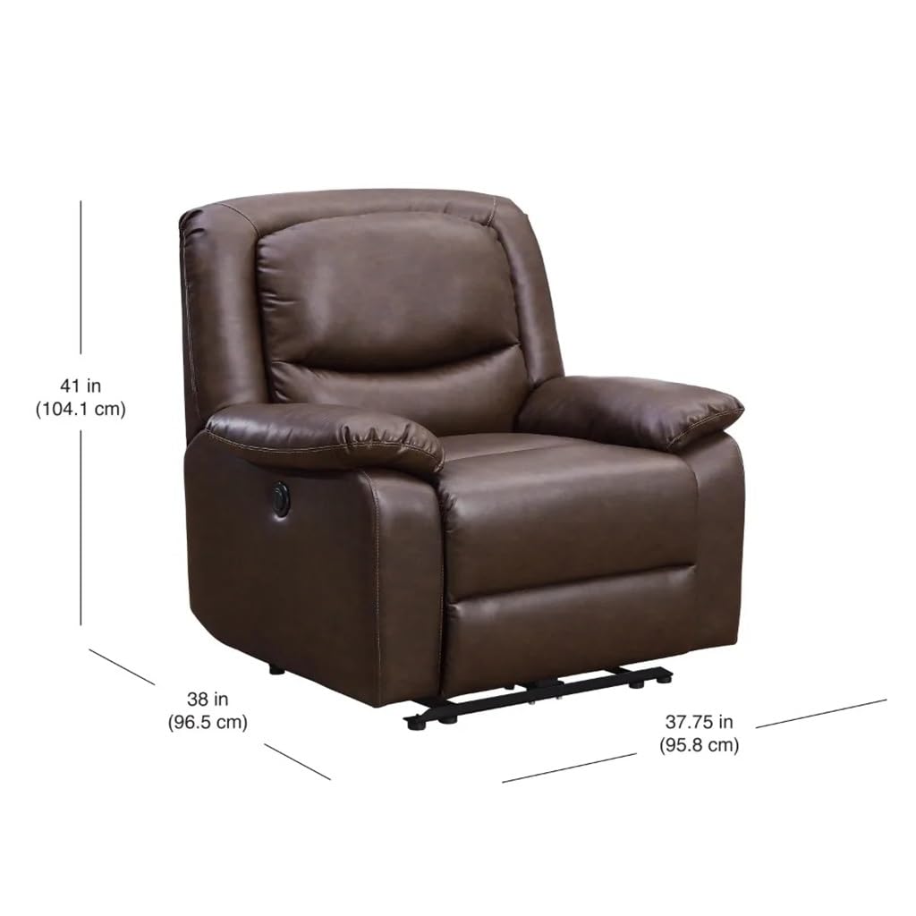 Sofas Push-Button Power Recliner with Deep Body Cushions Living Room Chairs Brown Faux Leather Upholstery Sofa Furniture