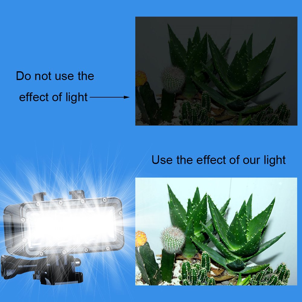Suptig Waterproof Light High Power Dimmable Dual Battery Waterproof LED Video Light Fill Night Light Diving Underwater Light for Gopro Hero 11/10/9/8/7/6/5/4/3+/3 session more action cam