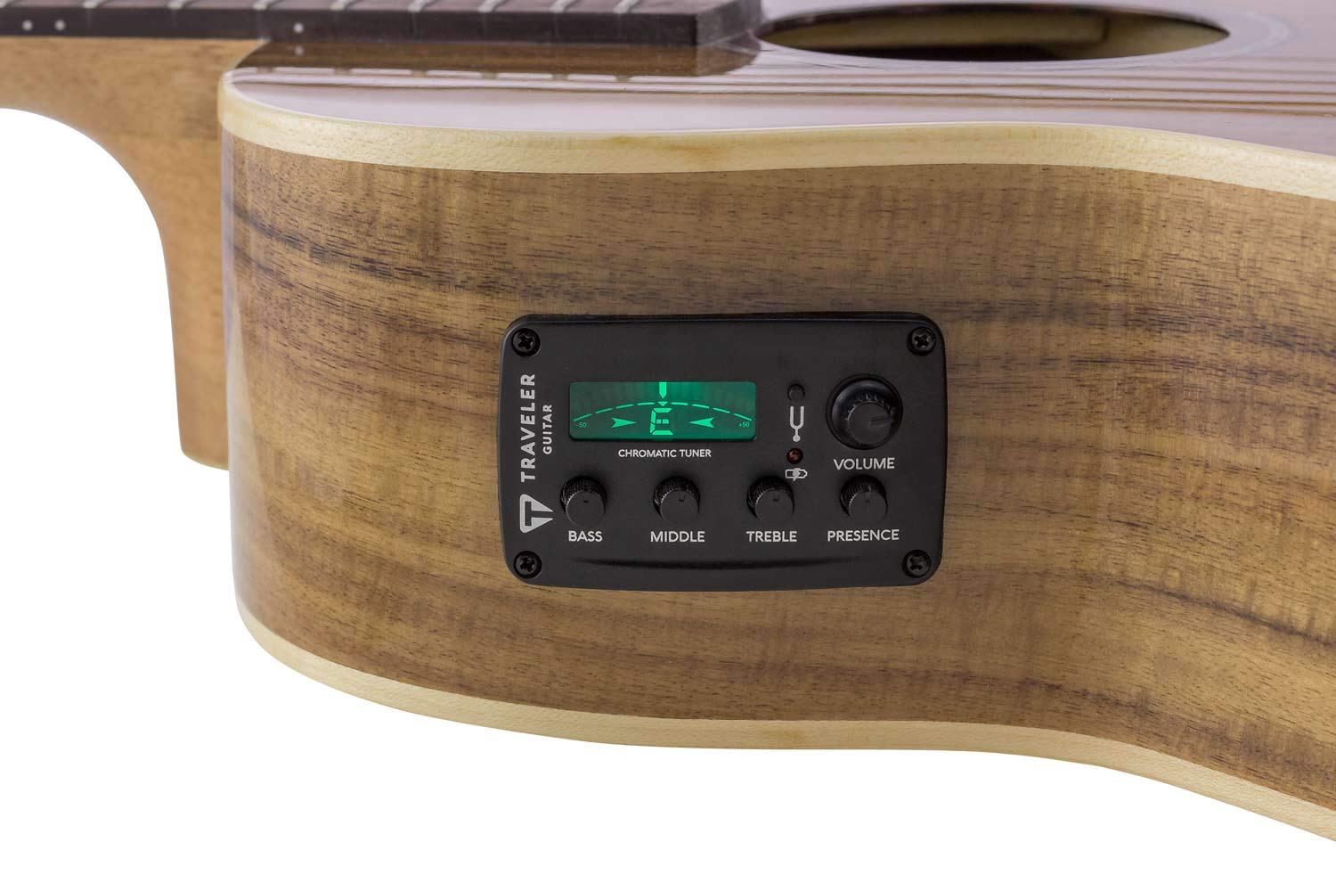 Traveler Guitar 4 String Acoustic-Electric Bass Guitar, Right, Koa (Redlands Concert