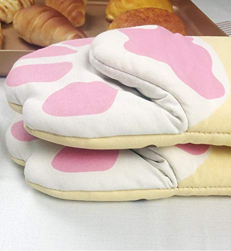 Thick Cotton Oven Mitts Cute Cat/Paw Design Baking Gloves Heat Resistant Cooking Gloves Potholder Funny Grilling Microwave Mittens Backer Kitchen Tools, 1 Pair