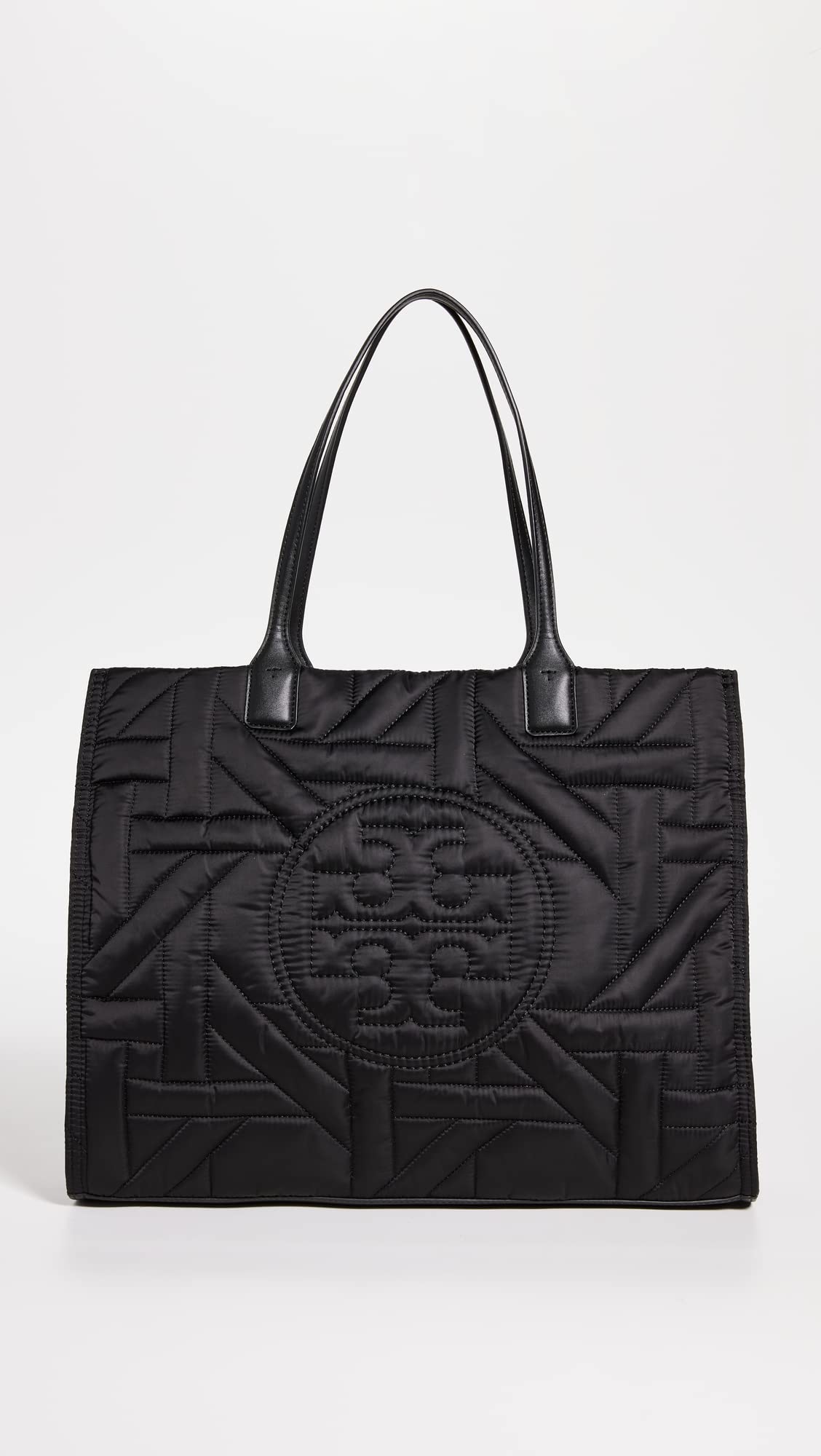Tory Burch Women's Ella Basketweave Tote, Black, One Size
