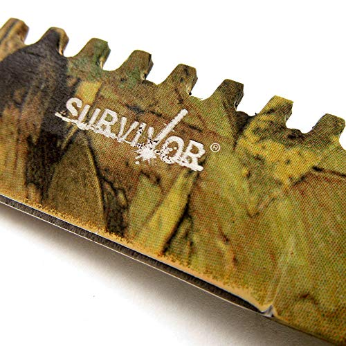 Survivor HK-690CA Fixed Blade Survival Knife, Camo Double Reverse Serrated Blade, Camo Metal Handle, 8-1/2-Inch Overall