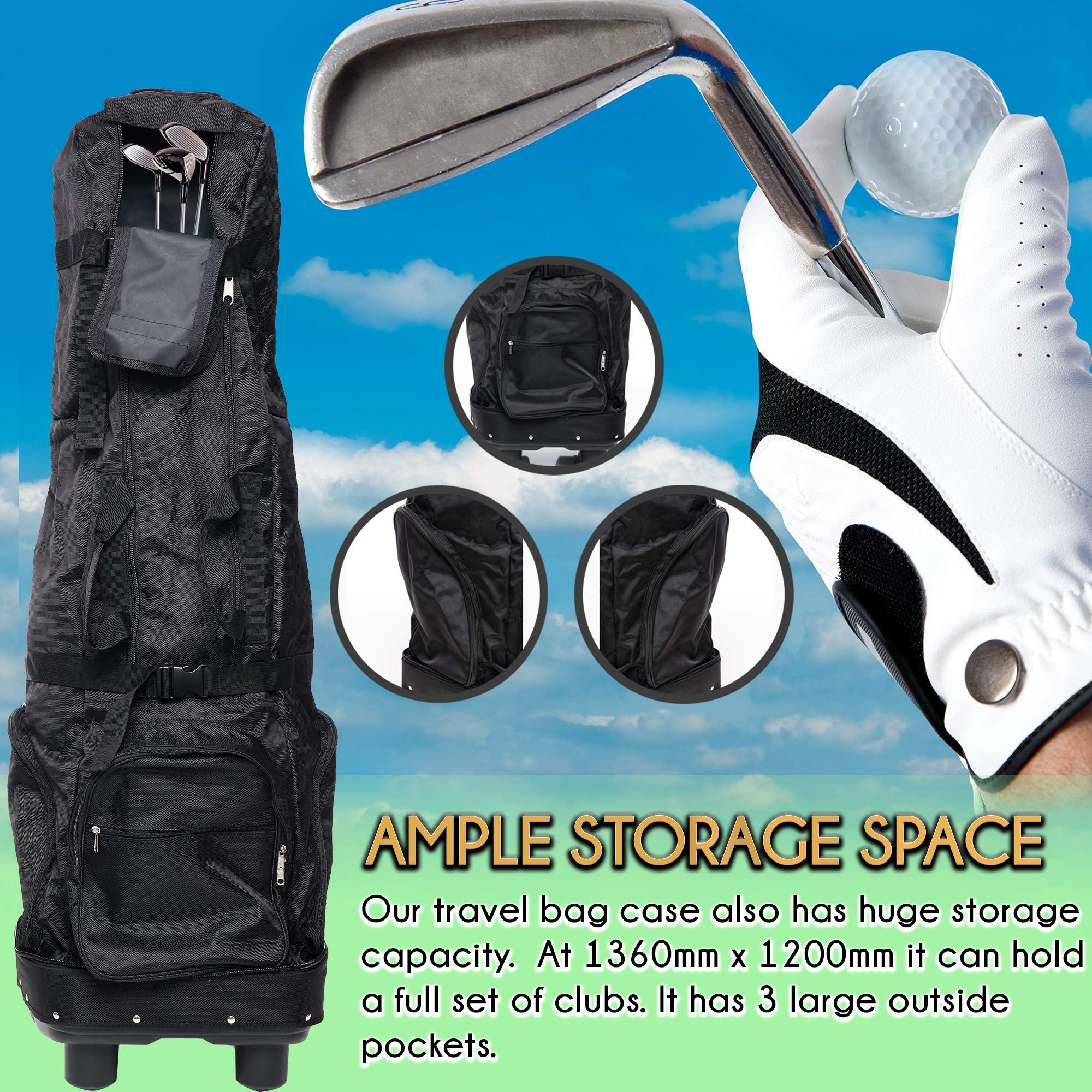 Travel Golf Bag by MTHERMAN | Easy Portability | Will Fold Up Into A Small and Lightweight Bundle When Not in Use | A Breeze to Use | Premium Quality Featuring A Weatherproof Design