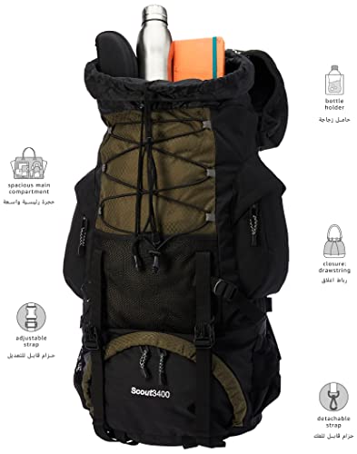 TETON 55L Scout Internal Frame Backpack for Hiking, Camping, Backpacking, Rain Cover Included