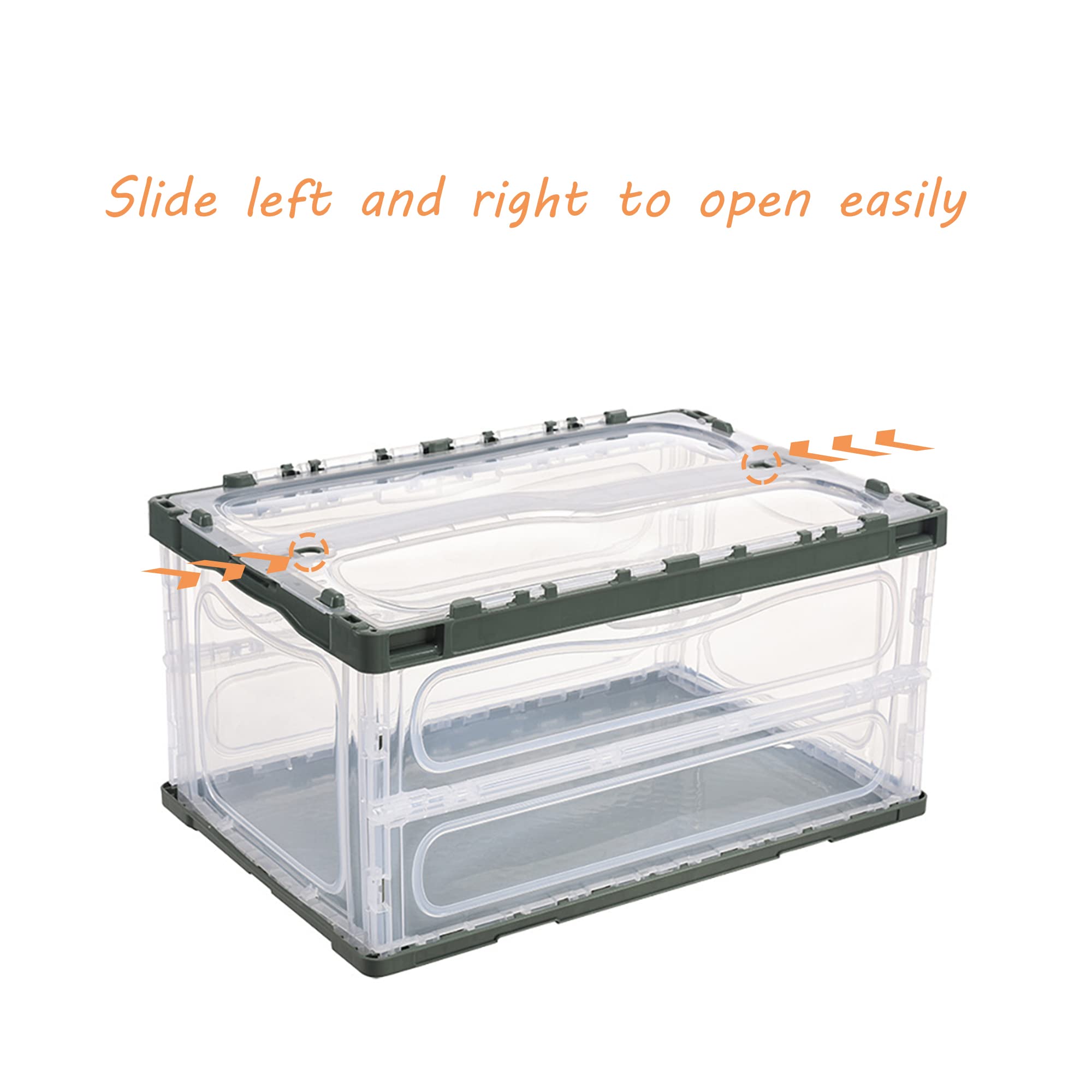 SUN & SUMMER 1 Pack Collapsible Storage Bins with Lids 12 Gallen Folding Storage Box with Wheels Folding Plastic Containers with Handle for Organizing Home Items White