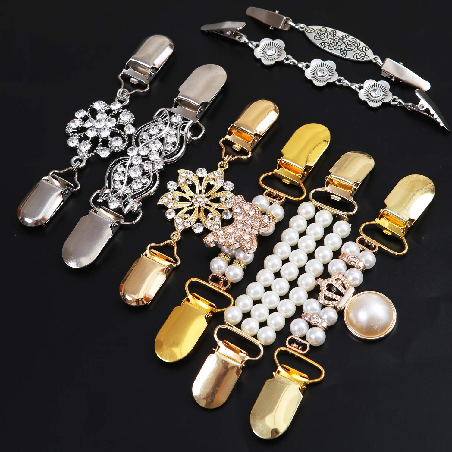 URATOT 8 Pieces Vintage Sweater Shawl Clips Cardigan Clips for Female, 8 Styles