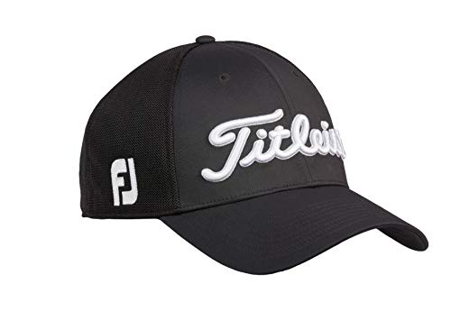 Titleist Men's Tour Sports Mesh Golf Hat, Black/White L/XL