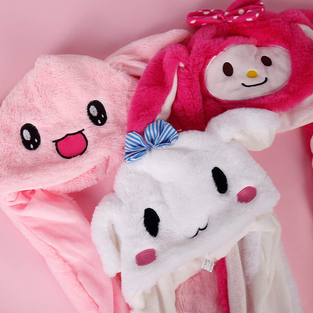 YEKEYI Ear Moving Jumping Rabbit Hat Animal Hat Pop Up Ears Plush Bunny Hat Cap for women Girls