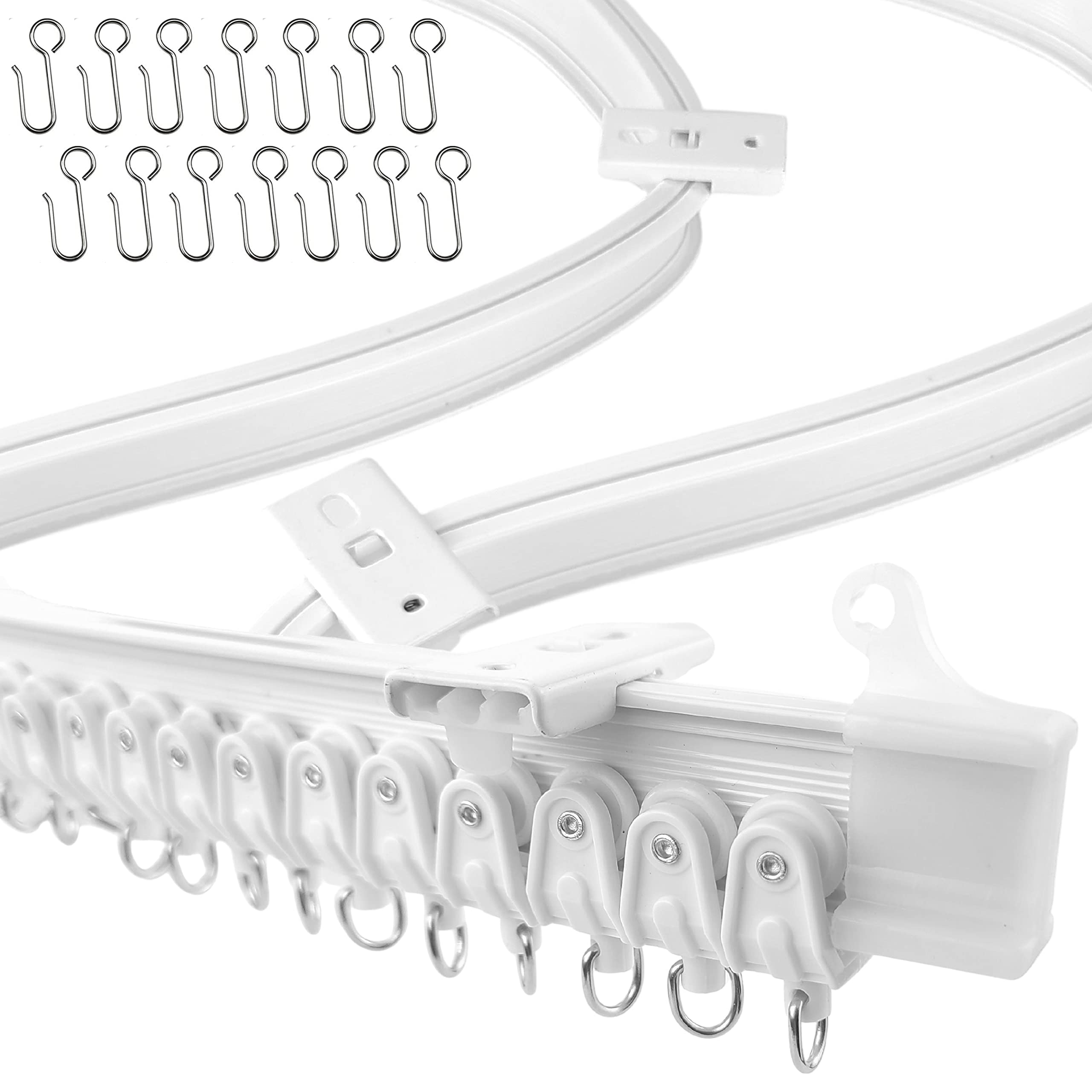 UrbanRed Flexible Bendable Ceiling Curtain Track, 22.9FT (7m), Ceiling Mount for Curtain Rail with Track Curtain System, Room Divider, Ceiling Curtain Rod, RV Ceiling Track for Curtains, White