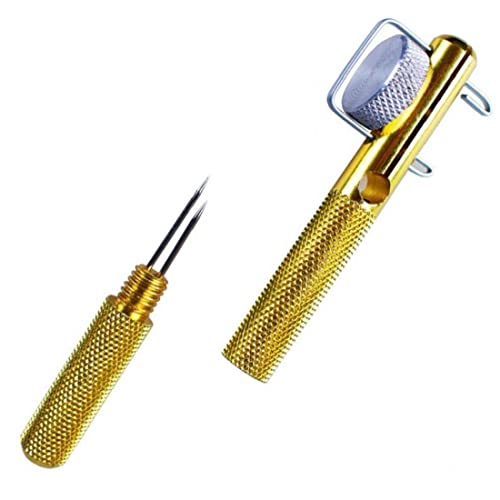 TOSSPER 1pc Fishing Line Knot Tying Tool Metal Fishing Hook Double-Headed Needle Knots Tier Fish Hook Tool Fishing Accessories, Gold