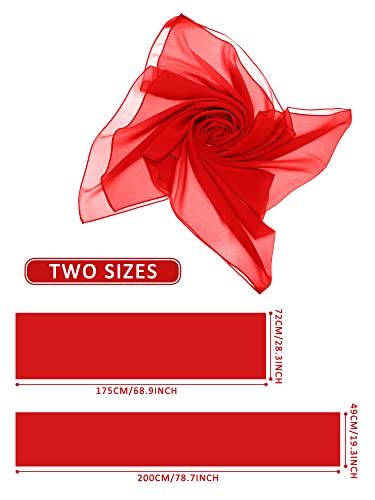 WILLBOND Womens Shawl Chiffon Bridal Evening Soft Wrap Scarf, Chiffon Scarf Ribbon Scarf Satin Scarf for Evening Dresses(L,Red)