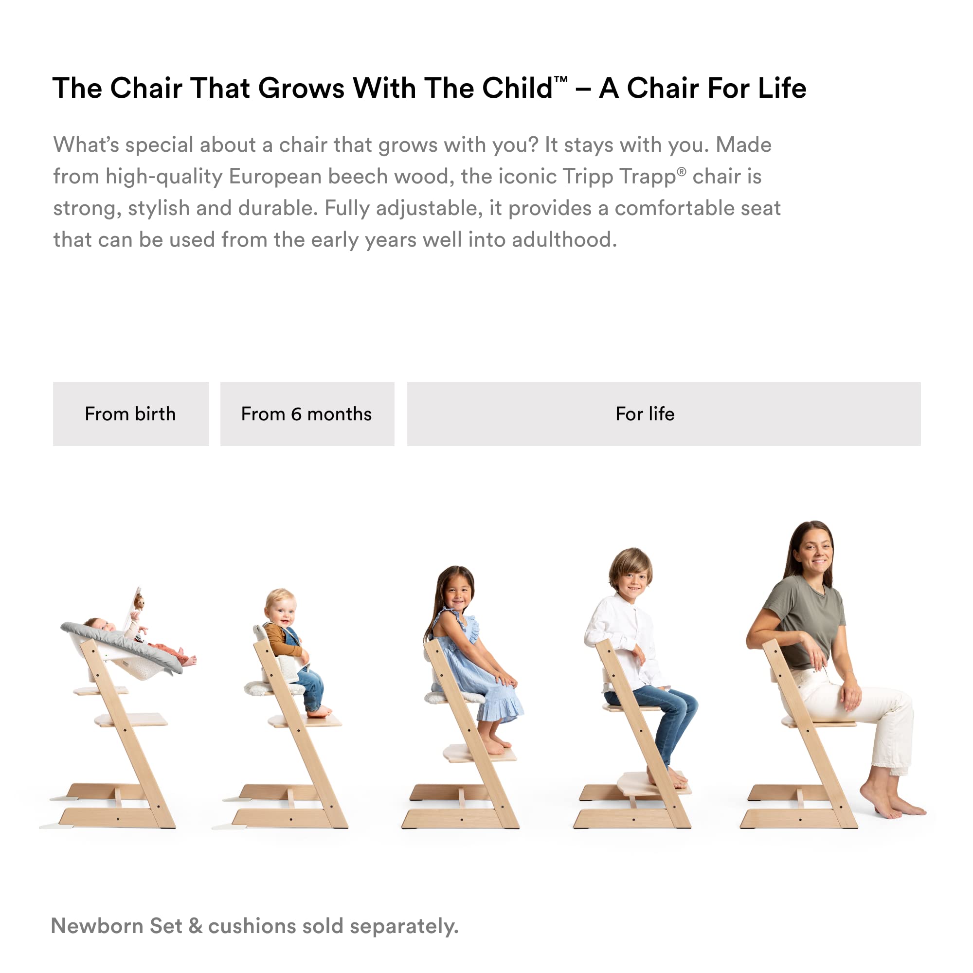 Tripp Trapp by Stokke Adjustable Wooden Moss Green Baby High Chair (Includes Baby Seat with Harness)
