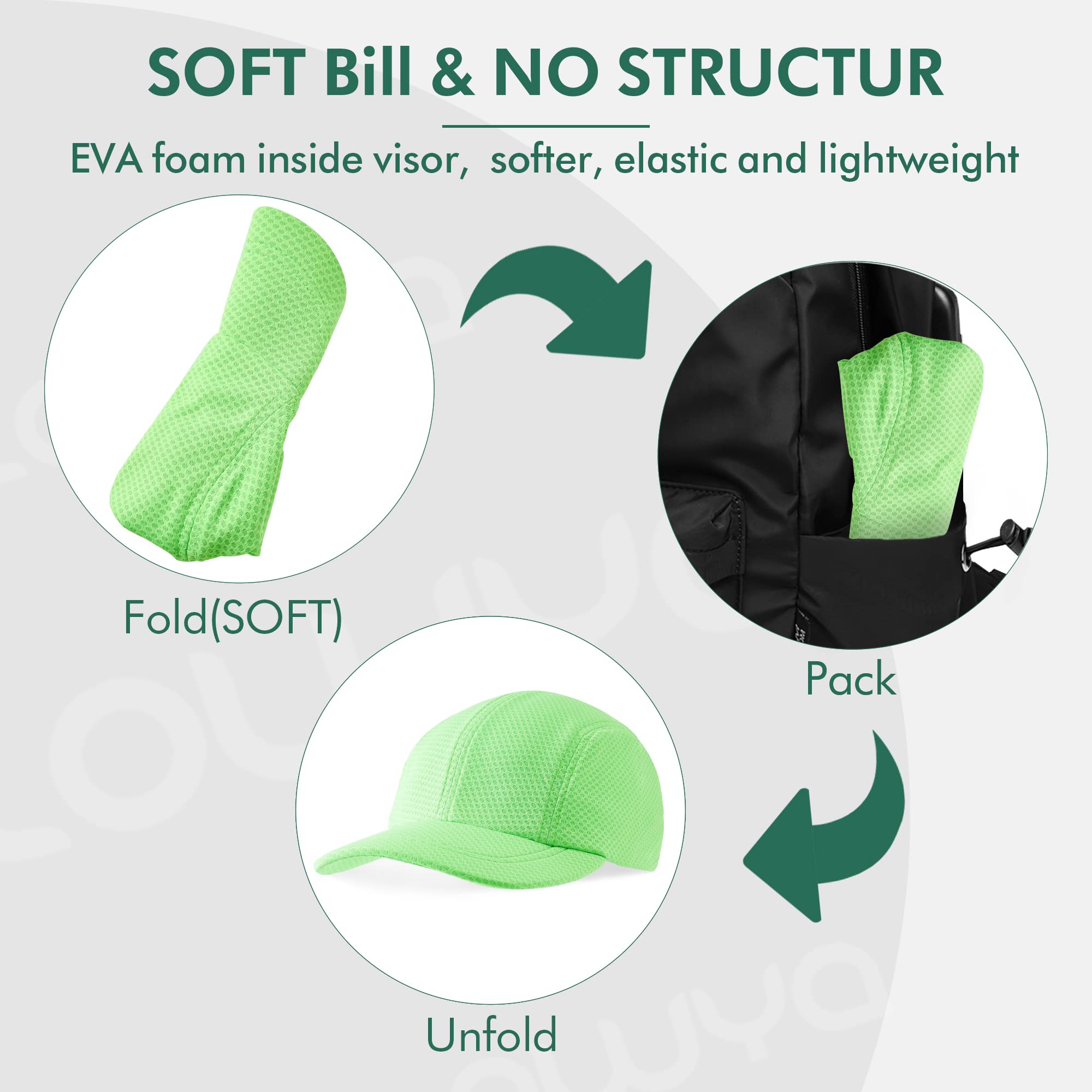 zowya Breathable Quick Drying Outdoor Sport Hat Evaporate Sweat Unstructured Running Climbing, Golf Cap for Men Women Paradise Green