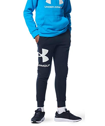 Under Armour Boys' Rival Fleece Logo Joggers, Black (001)/Onyx White, Youth Large