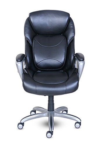 Serta My Fit Executive Office Adjustable Ergonomic Chair with Layered Cushions, Bonded Leather, 360 Motion Support, Black