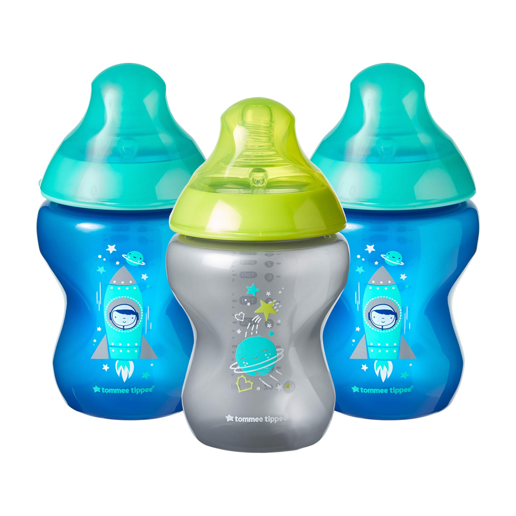 Tommee Tippee Closer to Nature Boldly Go Gift Set, Girl – 3x 9oz Baby Bottles & 3x 6-18mo Pacifiers