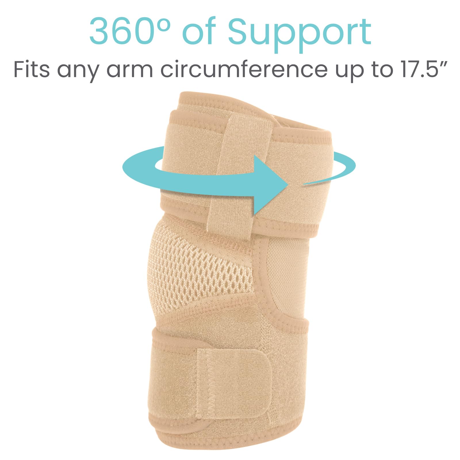 Vive Elbow Brace - Tennis Compression Sleeve - Wrap for Golfers, Bursitis, Left or Right Arm - Tendonitis Support Strap for Golf, Men and Women - Epicondylitis and Sports Recovery (Beige, Standard)