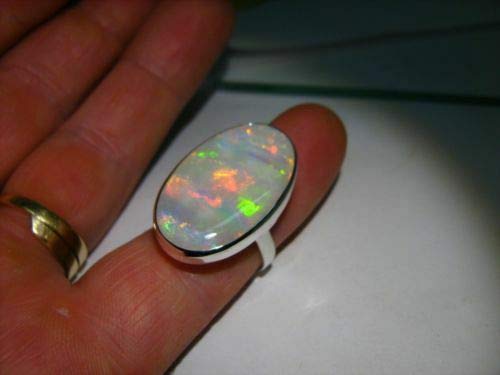 ROSE JEWELRY 925 Silver Ring Woman Man White Fire Opal Moon Stone Wedding Engagement Size6-10 (6)