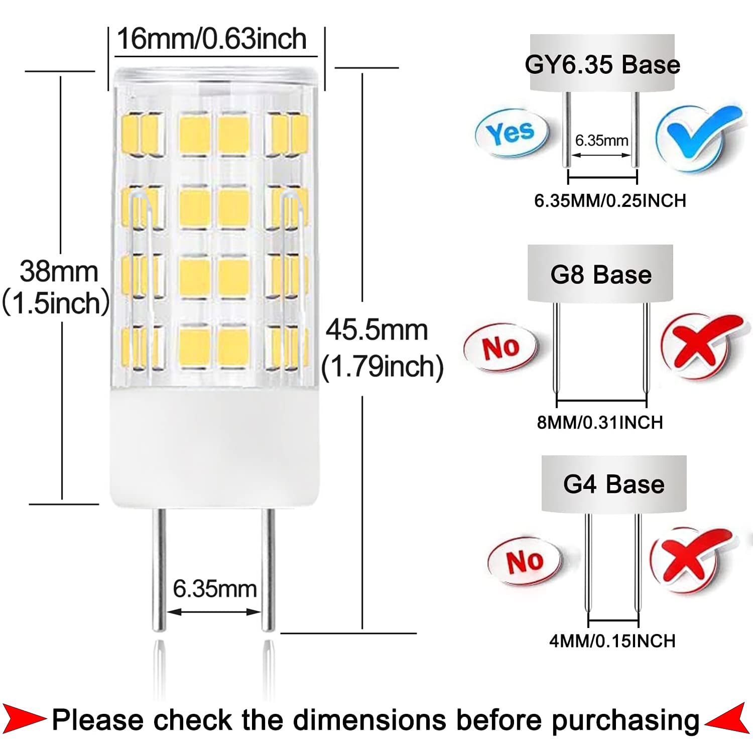 ZSSXOLED GY6.35 G6.35 Bi-pin Base LED Bulb 4Watt (35W-40W Halogen Equivalent) AC 12V Non-Dimmable No-Flicker 400 Lumen 360°Beam Angle 3000K Warm White (4-Pack)
