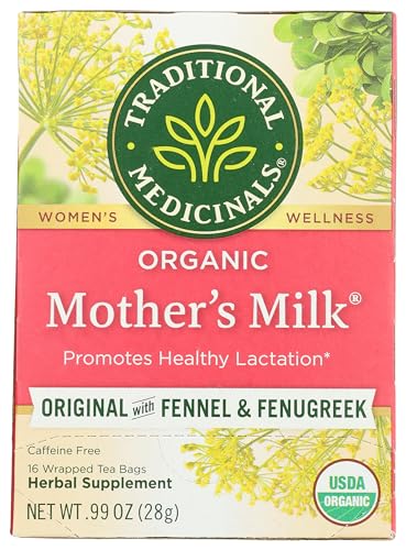 Traditional Medicinals Organic Mother’s Milk Herbal Tea, Promotes Healthy Lactation, (Pack of 1) - 16 Tea Bags