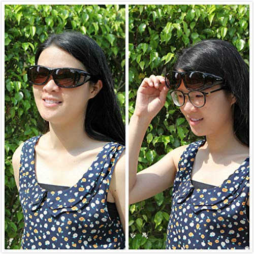 Solarfun Polarized Fit Over Glasses Sunglasses Wrap Around Solar Reduce Shield for Men and Women's Driving, Brown