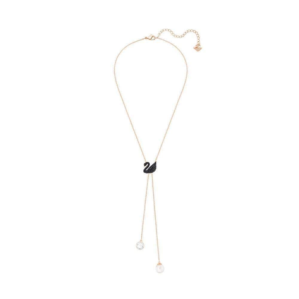 SWAROVSKI Iconic Swan Rose Gold Double Y Necklace