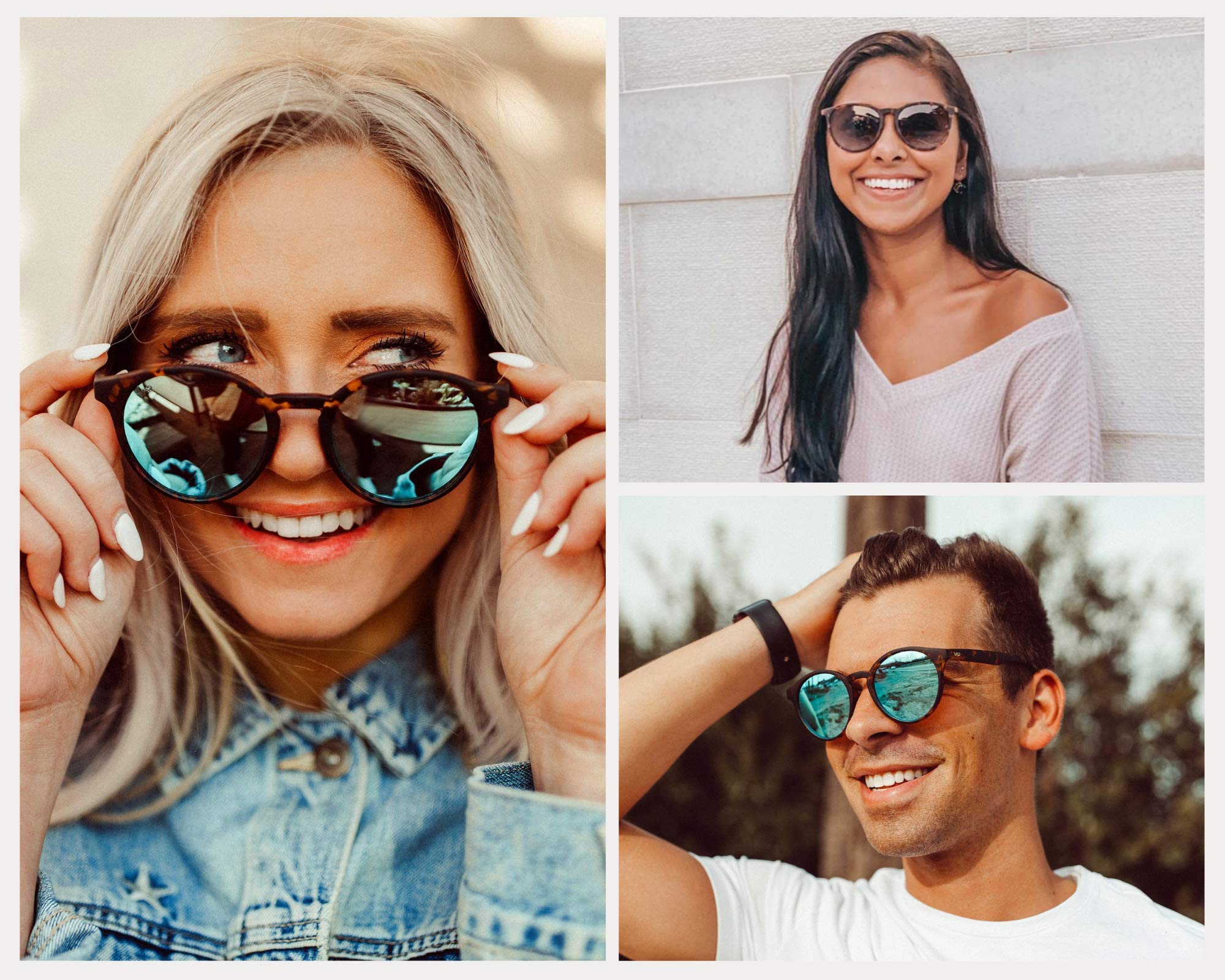 WearMe Pro - Retro Round Sturdy Sunglasses 100% UVA/UVB Lenses for Women Men (Beige Tortoise Frame/Brown Lens, 51)