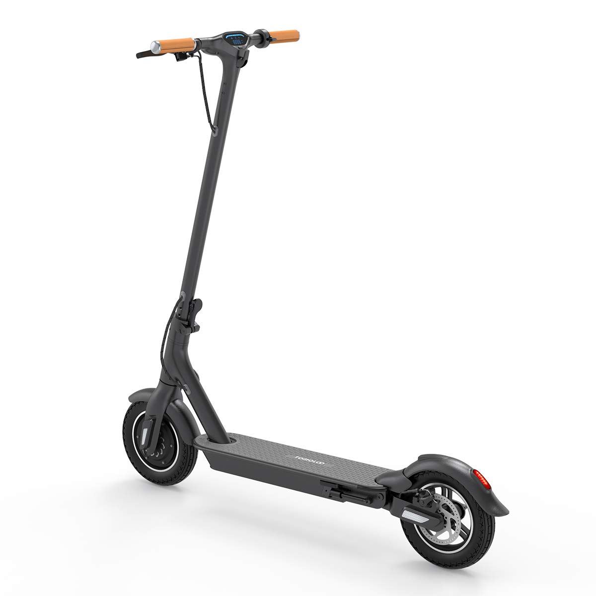 TOMOLOO Electric Scooter L1-Plus, 10'' Plus Air-Free Solid Tires Electric Scooter for Adults, Foldable Commuter Electric Scooter with Shock Absorption Spring and APP Connected Safe Lock