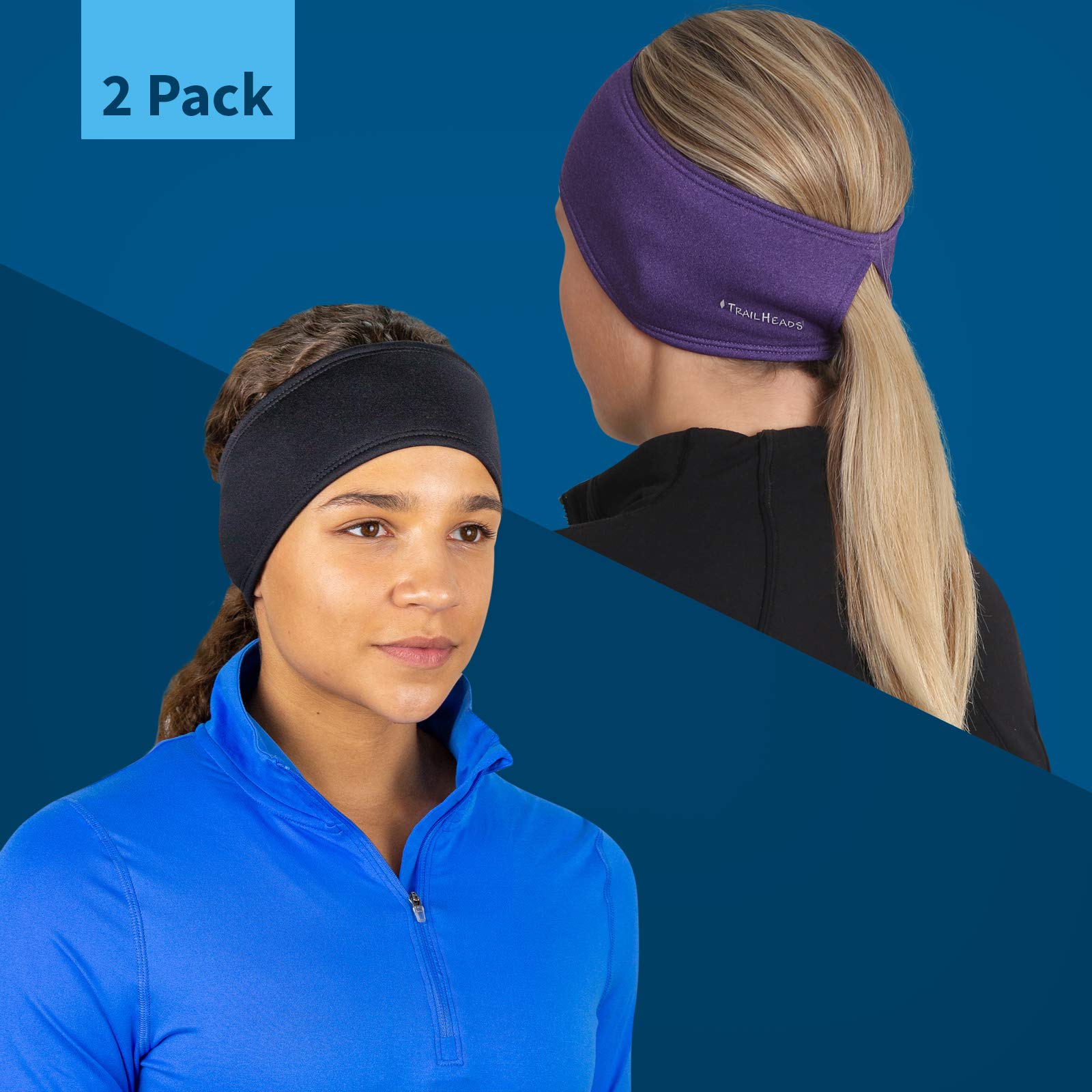 TrailHeads Women’s Ponytail Headband | Moisture Wicking Ear Band | The Power Running Headband - hi-vis