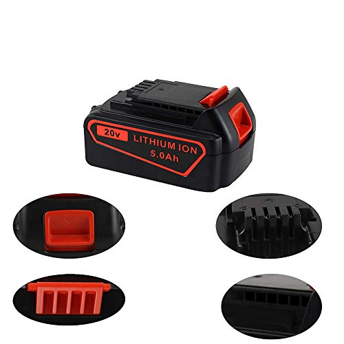 Volt1799 20V 5.0Ah Replacement Battery and Charger for Black and Decker 20V Max Lithium Batteries LB20 LB2X4020 LBXR20B-2 LBXR2020-OPE LB2X4020-OPE LBX4020