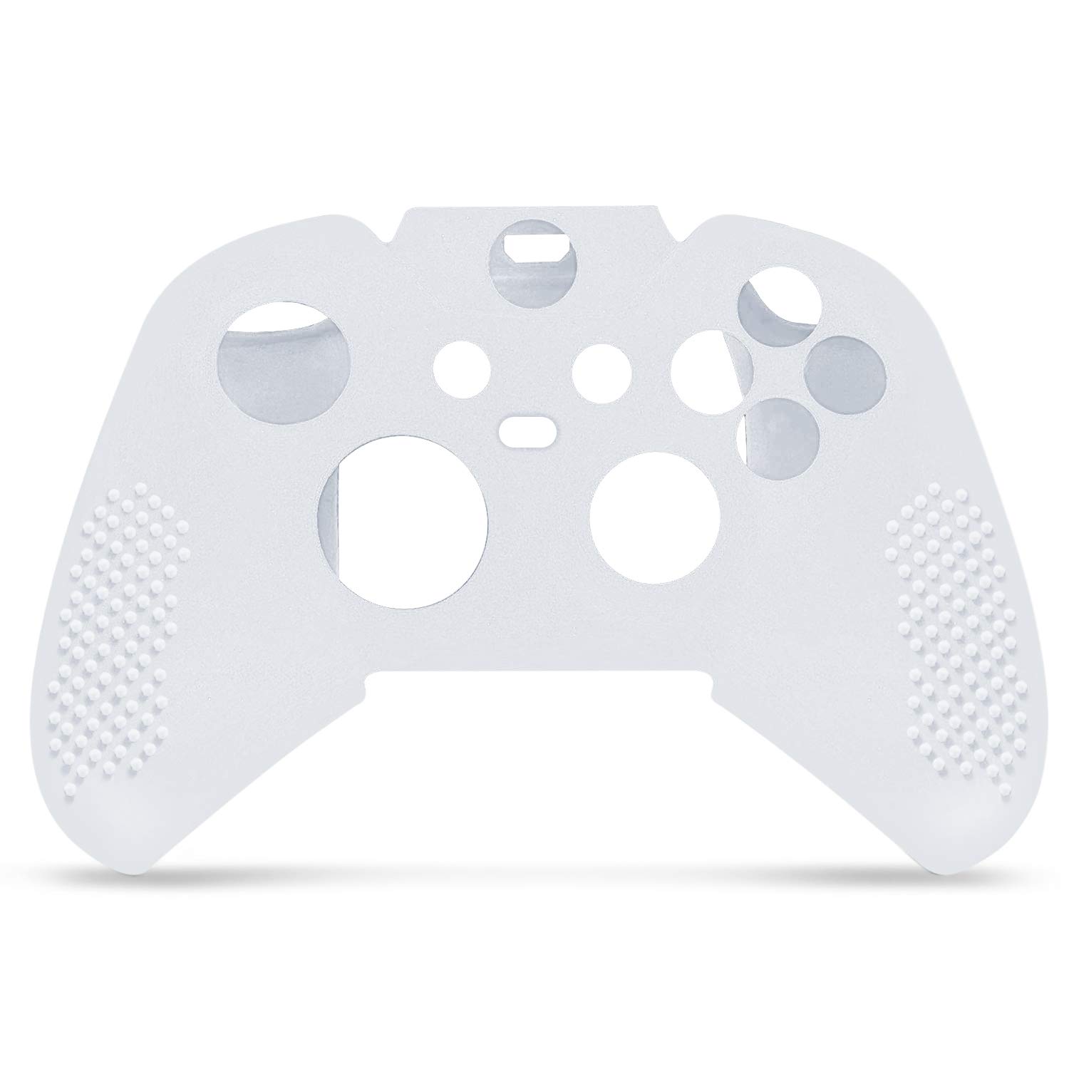 TNP Controller Cover Skin Case + 8 Thumb Grips Set (Transparent White) Compatible with Xbox Series S/X - Soft Studded Anti-Slip Silicone Gel & Rubber Stick Caps Accessories for Video Games