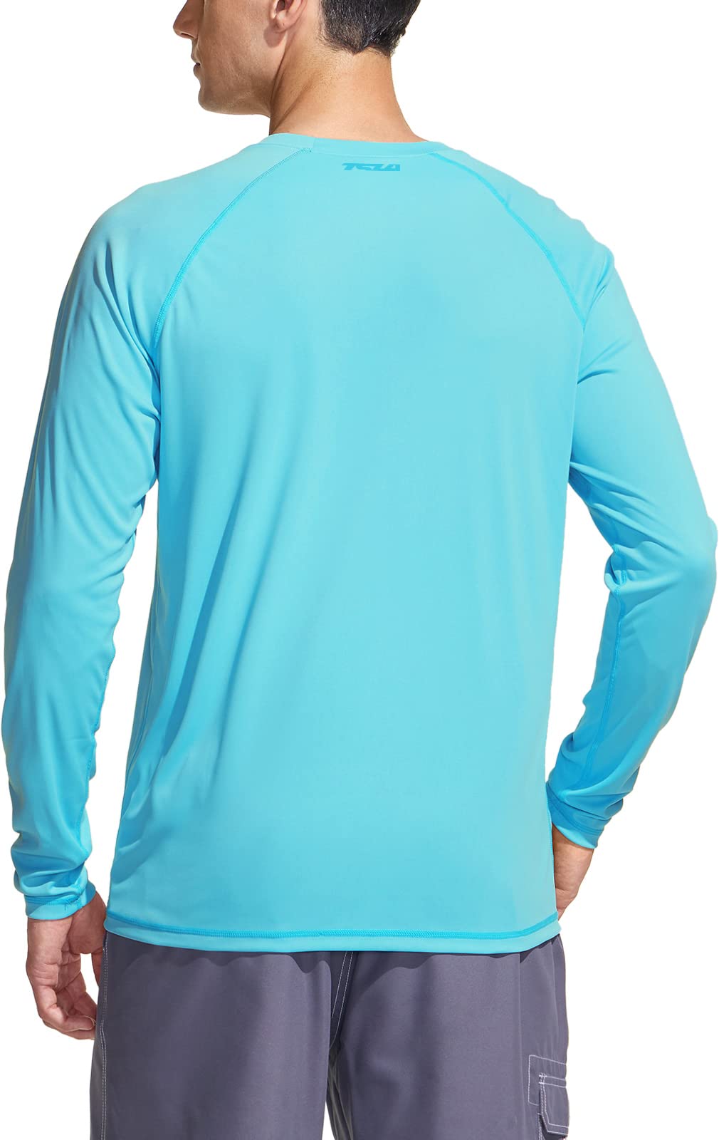 TSLA Men's Rashguard Swim Shirts, UPF 50+ Loose-Fit Long Sleeve Shirts, Cool Running Workout SPF/UV Sun Shirts, Sun Block Sky Blue, Large