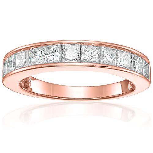 VIR JEWELS 2 cttw Diamond Wedding Band for Women, Princess Cut Diamond Wedding Band in 14K White Gold Channel Set, Size 7