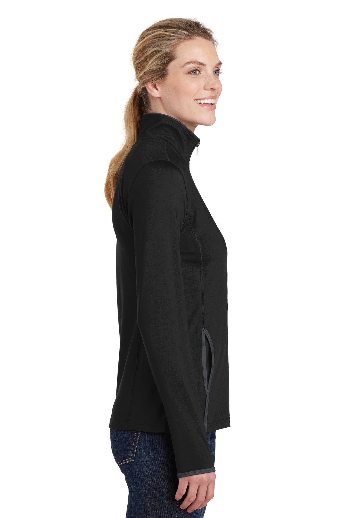 ST Ladies Sport-Wick Stretch Contrast Full-Zip Jacket XXL Black/ Charcoal Grey