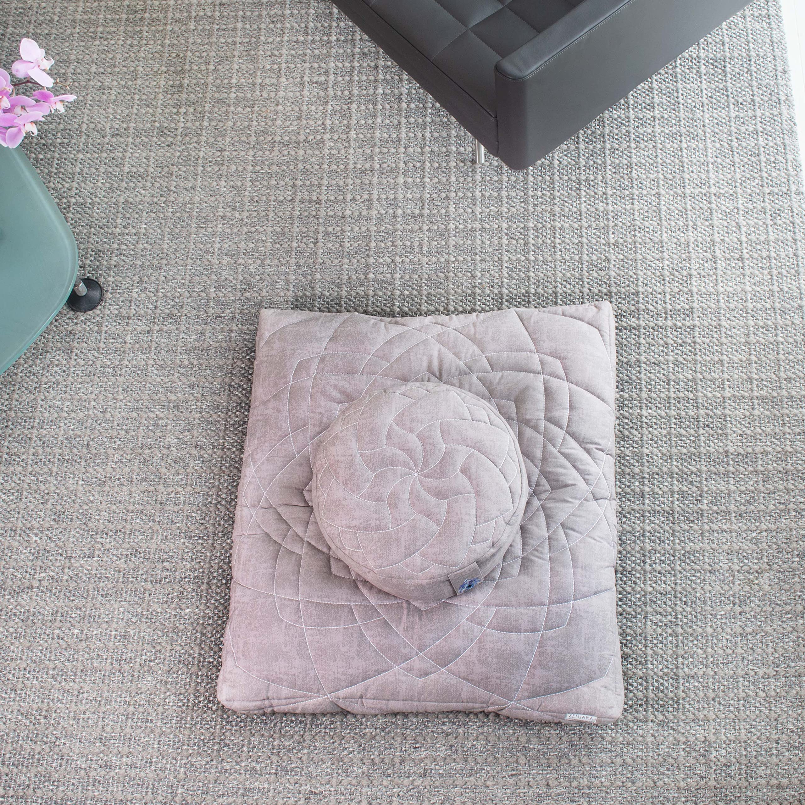 Zenjara Zafu and Zabuton Yoga Meditation Cushion Set | Cloud Grey | Plush and Firm | 100% Cotton Machine Washable Mandala Coversā¦