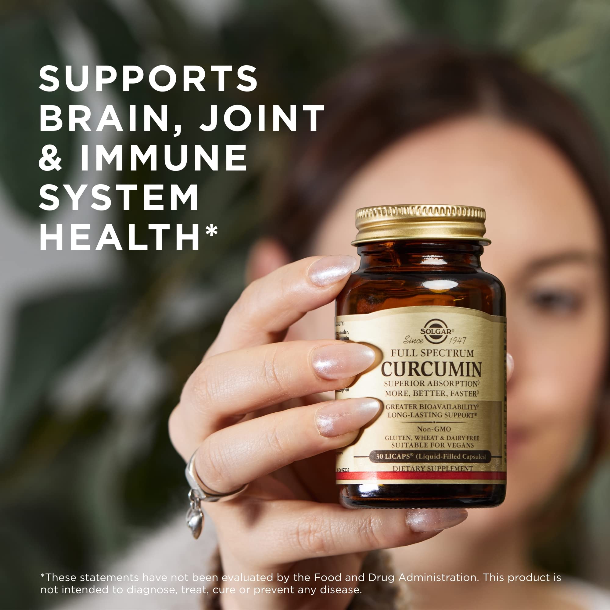 SOLGAR Full Spectrum Curcumin - 30 LiCaps - Superior Absorption - Brain, Joint & Immune Health - Vegan, Gluten Free, Non-GMO, Dairy Free - 30 Servings