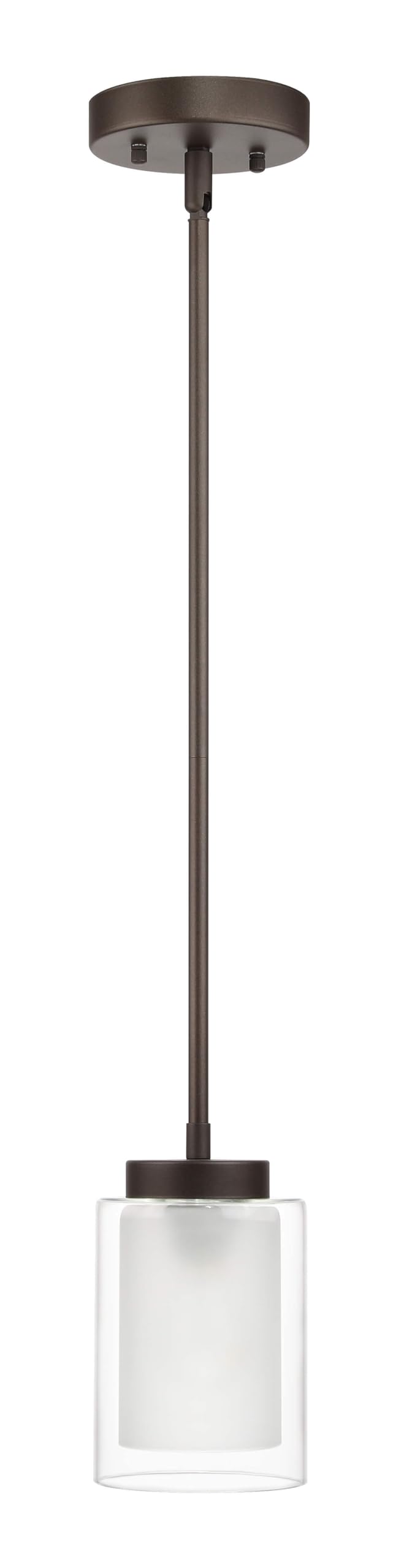 XiNBEi Lighting Pendant Lighting Modern 1 Light Mini Pendant Light with Dual Glass in Dark Bronze, Adjustable Hanging Ceiling Light for Kitchen & Living Room XB-P1195-DB